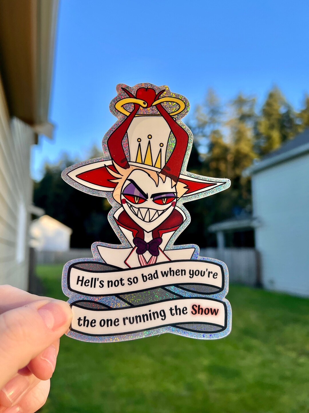 Lucifer Morningstar Hazbin Hotel Glitter Bumper Sticker - Etsy