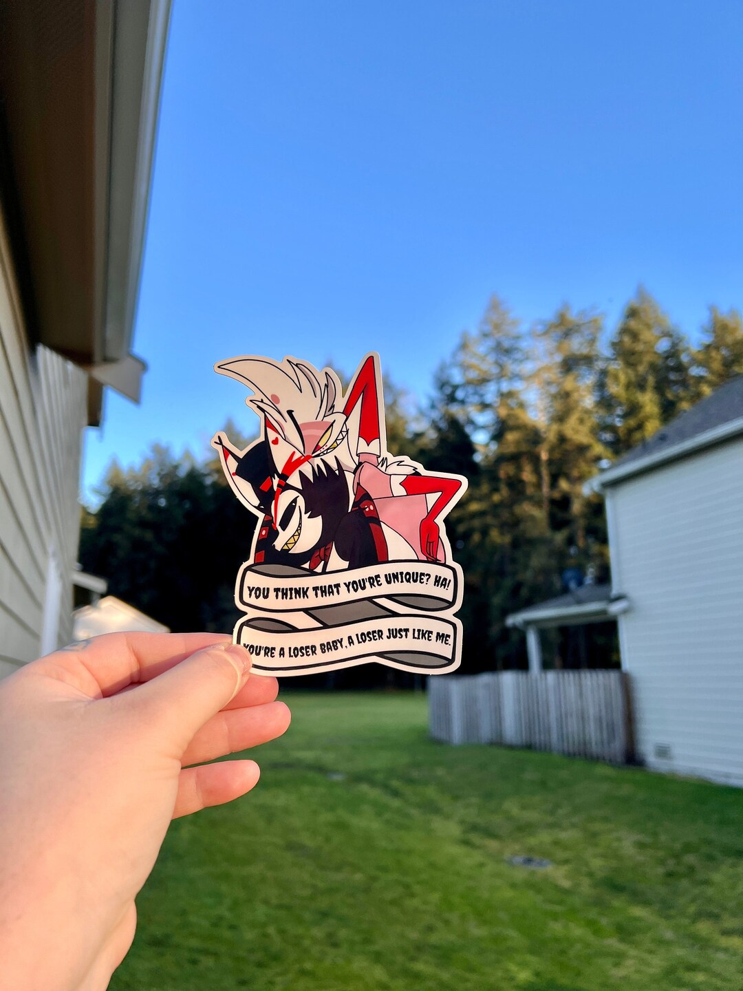 Husk and Angel Dust Loser Baby Hazbin Hotel Bumper Sticker - Etsy Denmark