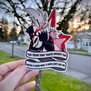 Husk and Angel Dust Loser Baby Hazbin Hotel Bumper Sticker - Etsy Denmark