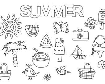 10 Summer Coloring Pages Printable Kindergarten Pre K Instant Download ...
