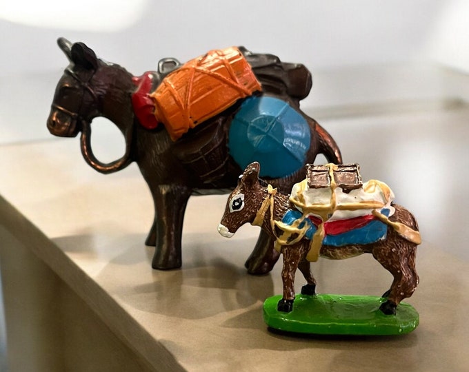 Set of 2 Vintage Cast Metal Donkey Pack Mule Figures - Etsy