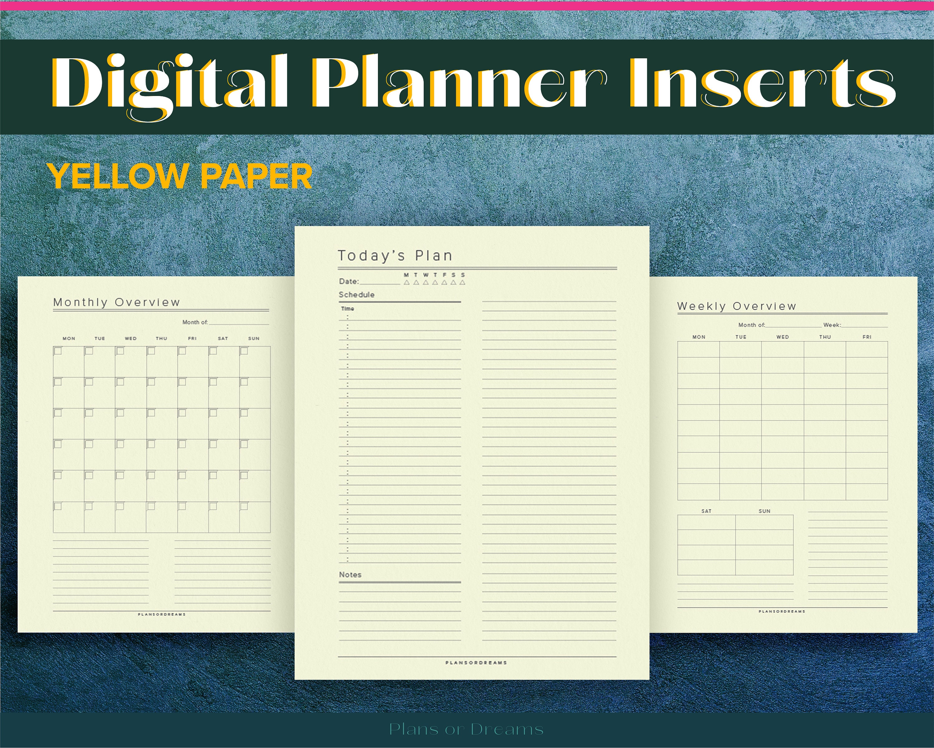 Goodnotes Yellow Paper - INSERTS, Basic Planner, Undated Planner ...