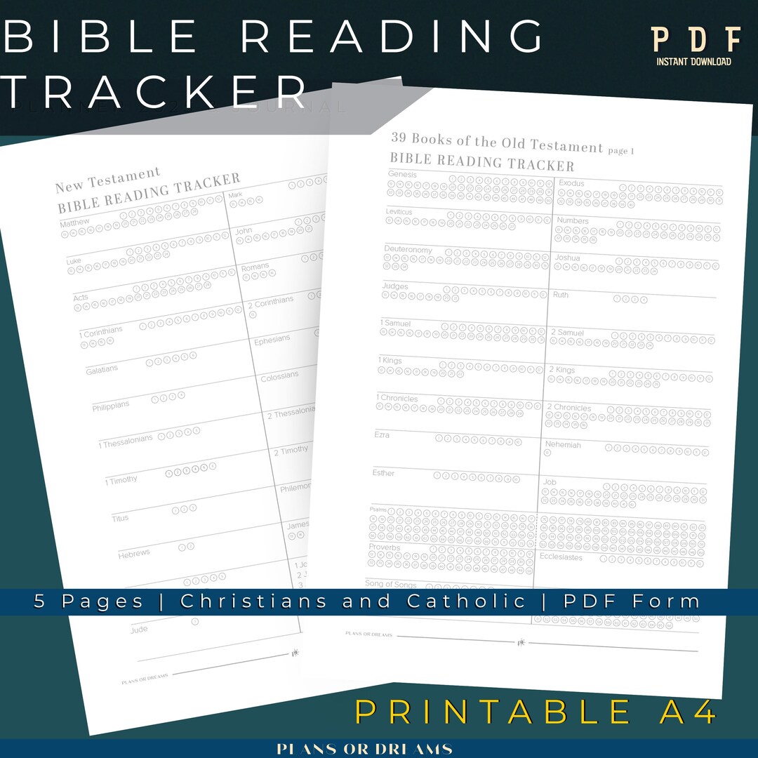 Bible Reading Tracker | Printable A4 | Reading Log | Christian ...