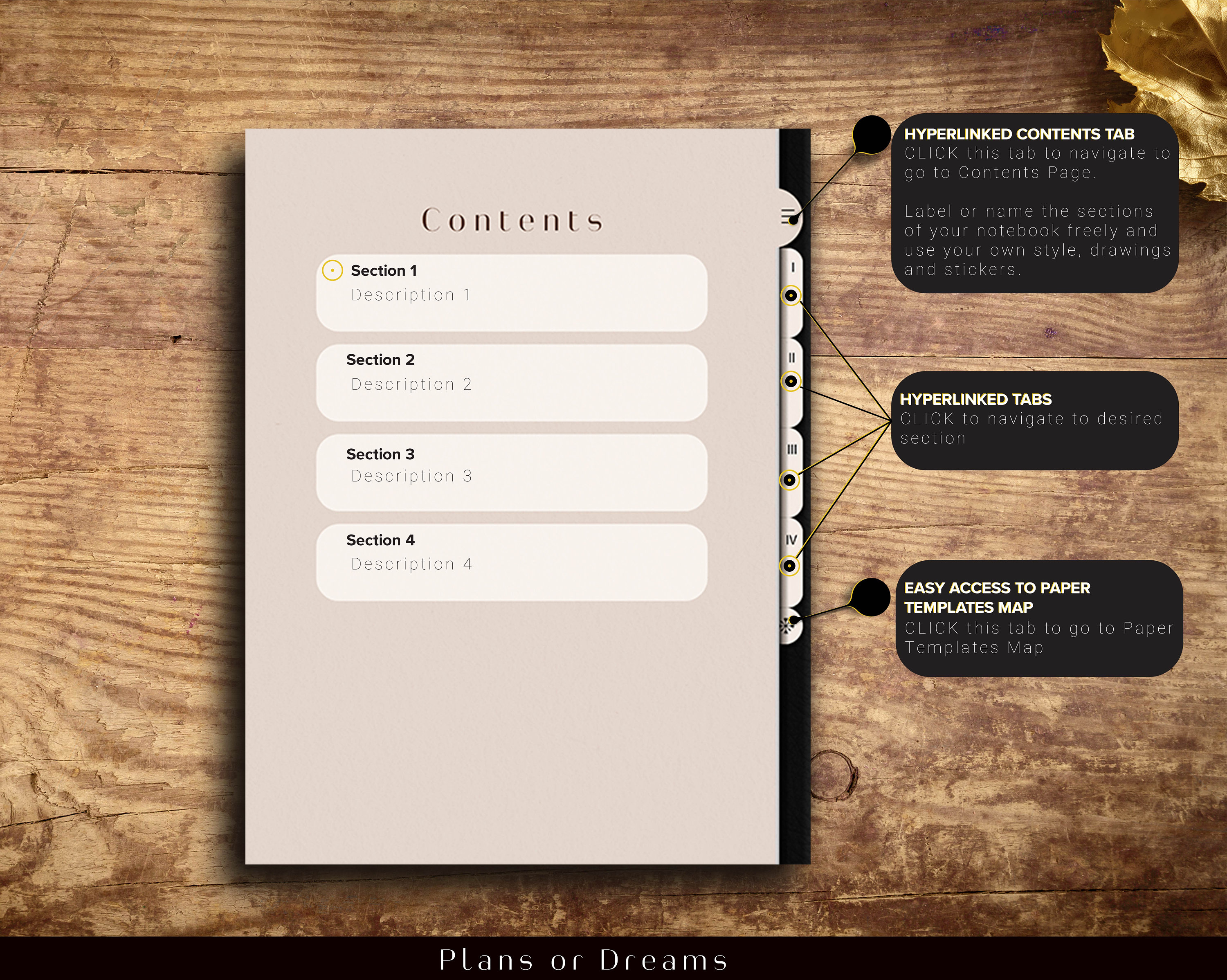 Realistic Digital Notebook With Tabs Hyperlinked Digital - Etsy