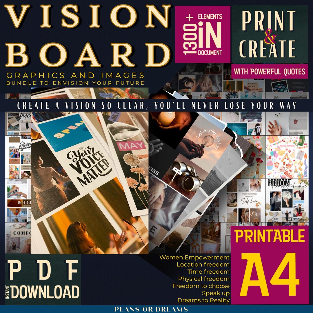 Vision Board Printables 2025 Vision Board Kit Positive Affirmations Law ...