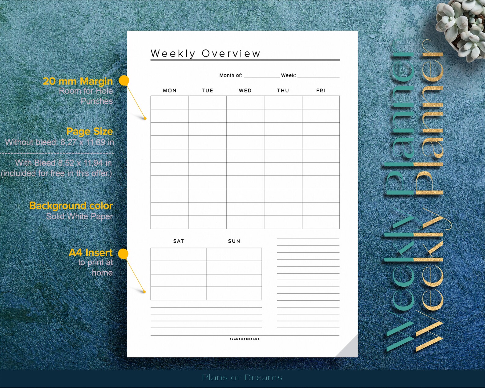 A4 Printable Planner Inserts - Daily, Weekly, and Monthly Overview ...