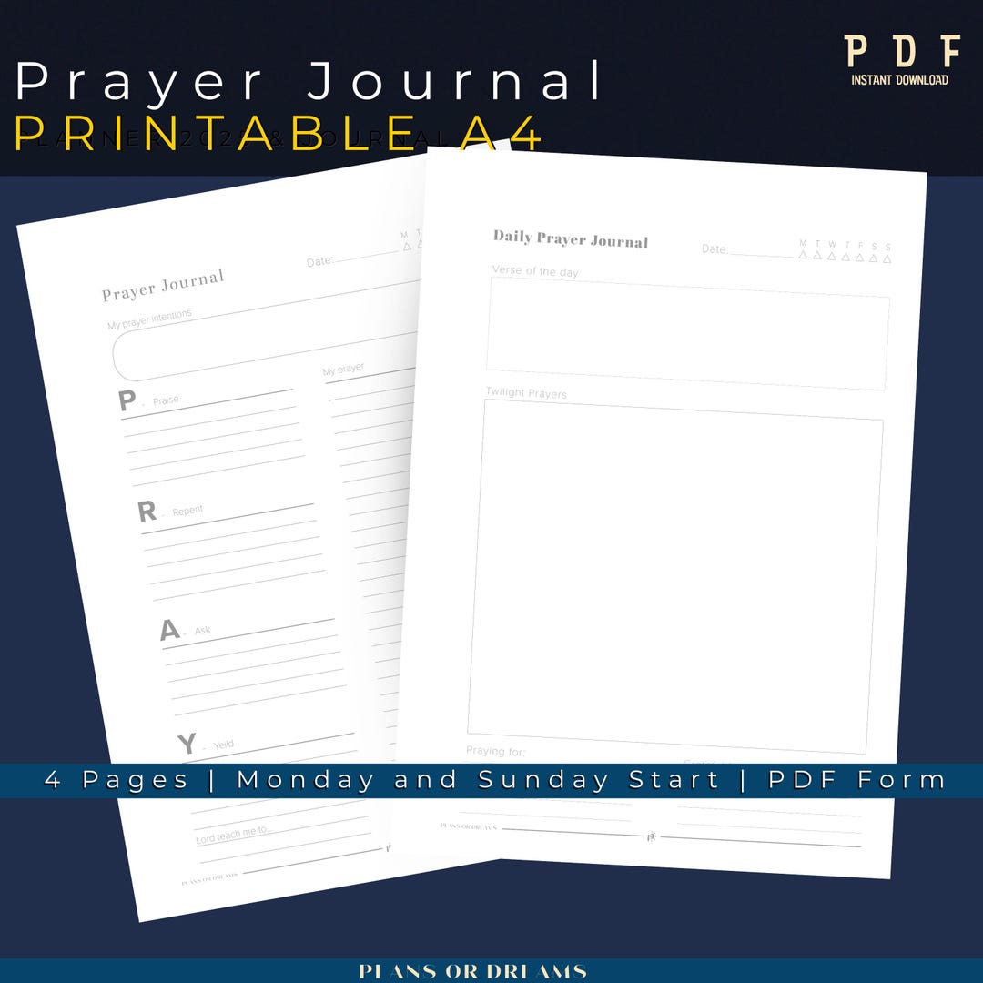 Prayer Journal Printable PDF Form Minimalist Prayer Guide Faith Planner ...