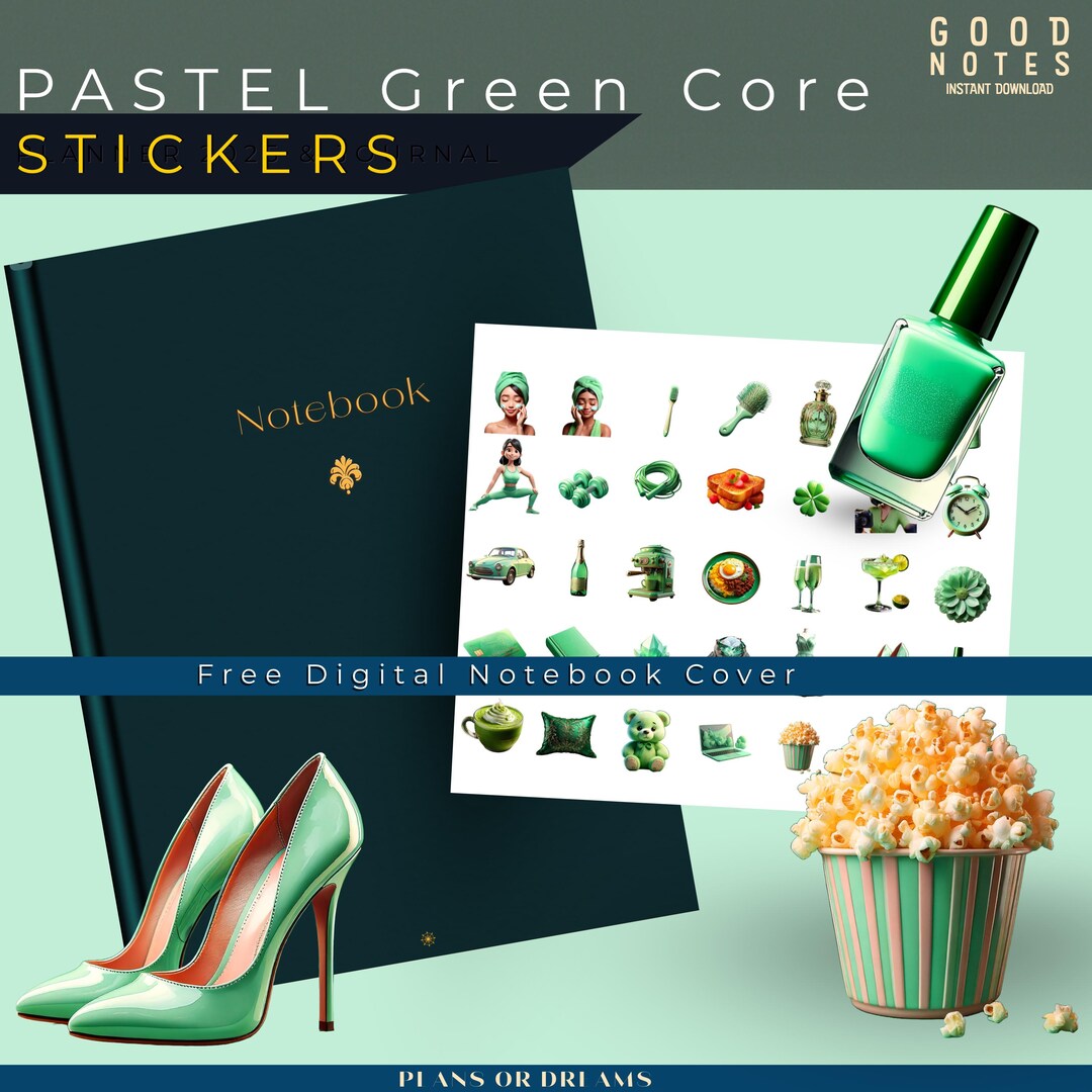 Green Pastel Core 3D Digital Stickers | 35 High-resolution Stickers ...