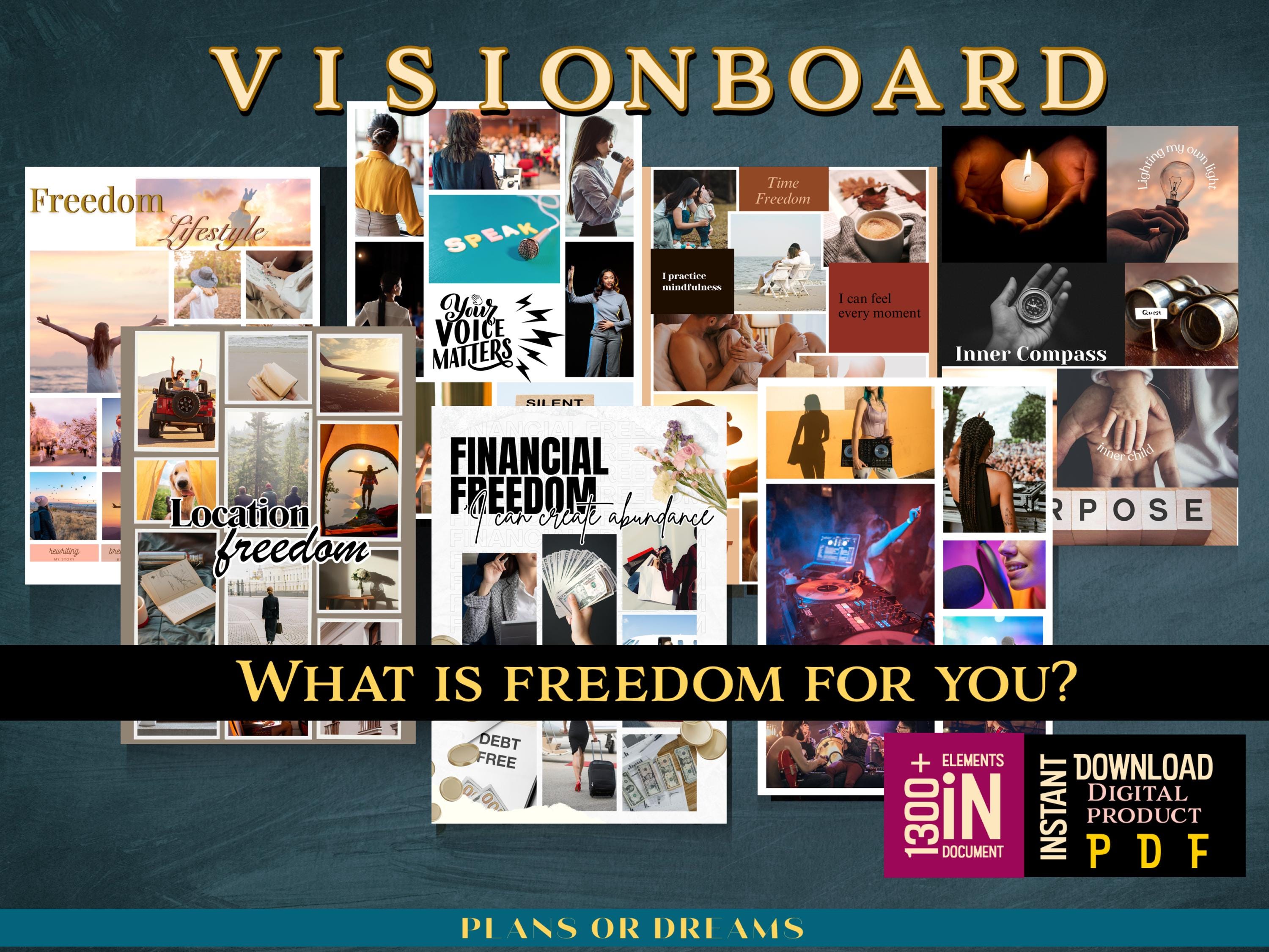 2025 Vision Board Kit Vision Board Printables Positive Affirmations ...