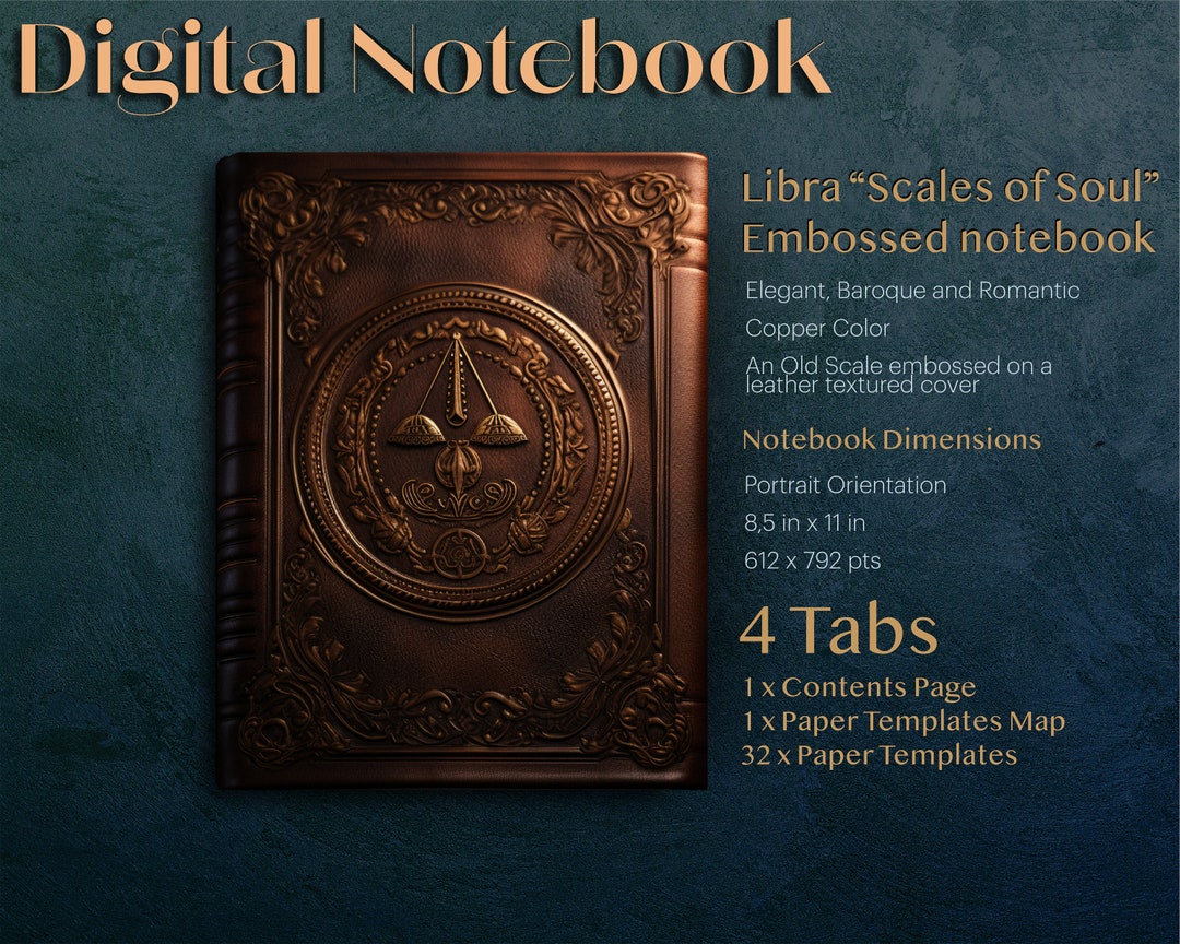 Zodiac Sign, Realistic Digital Notebook With Tabs, Hyperlinked, Libra ...