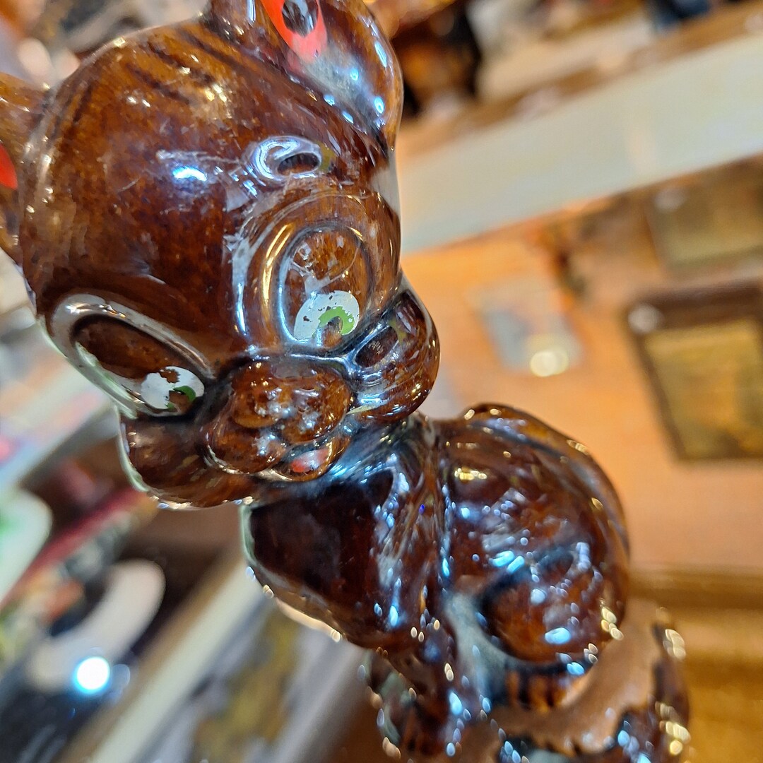 Vintage Redware Ceramic Cat Figurine - Etsy