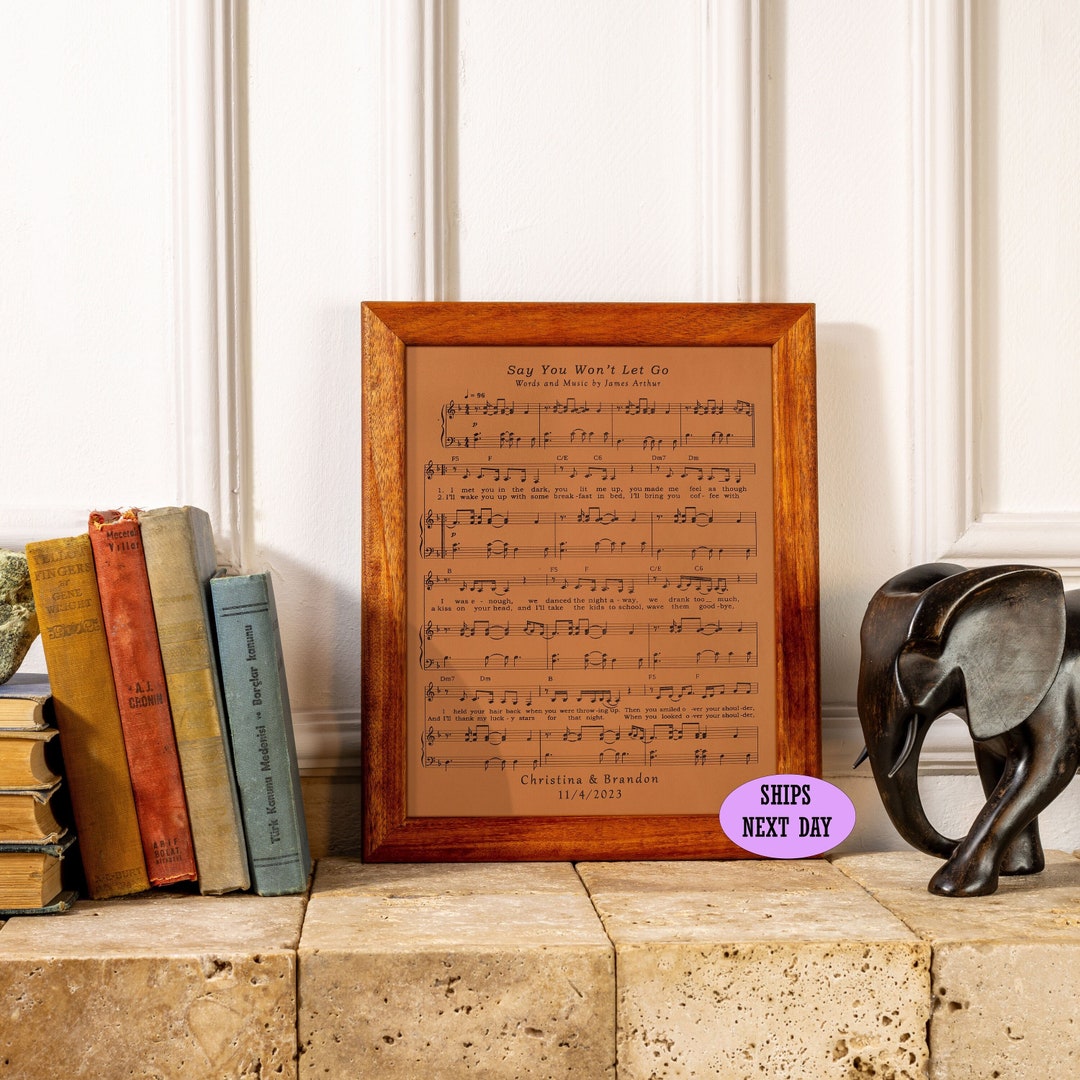 Leather Sheet Music Anniversary Gift, Personalized Engraved Wooden ...