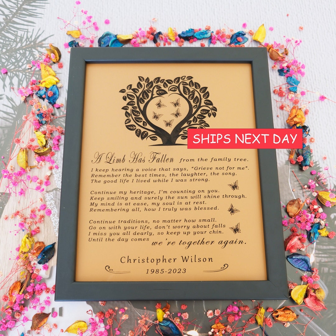 A Limb Has Fallen, in Memory of Keepsake, Handcrafted Leather Poem ...