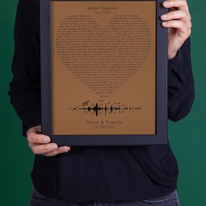 Handmade Leather Wedding Song Lyric Art Anniversary Gift for Him ...