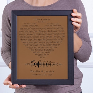 Handmade Leather Wedding Song Lyric Art Anniversary Gift for Him ...