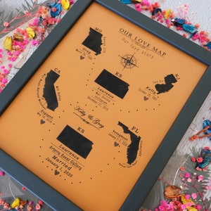 Relationship Journey Map, Long-distance Relationship Map, Embroidered ...