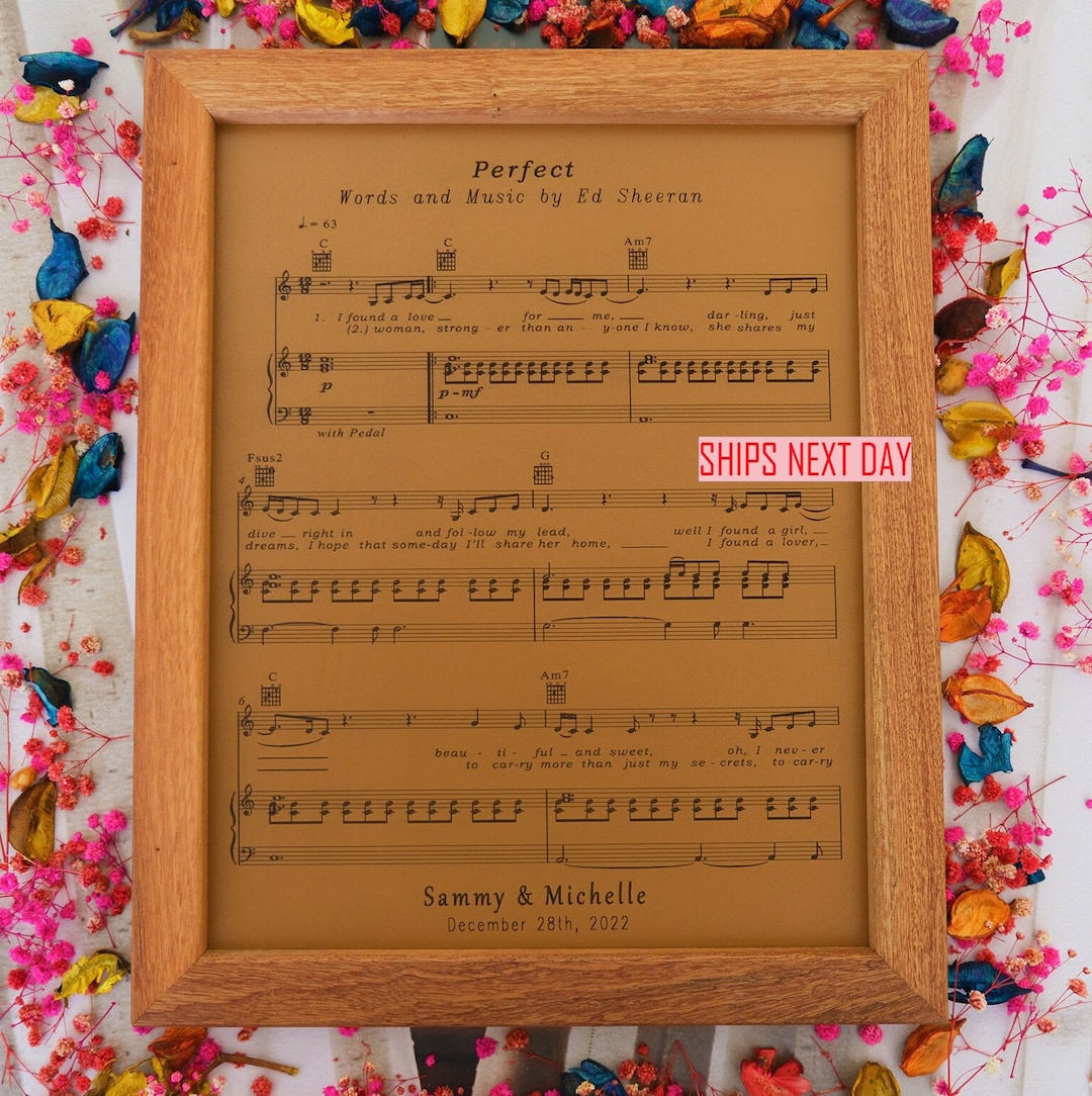 Handmade Leather Engraved Music Note Art Couple's Names Personalized ...