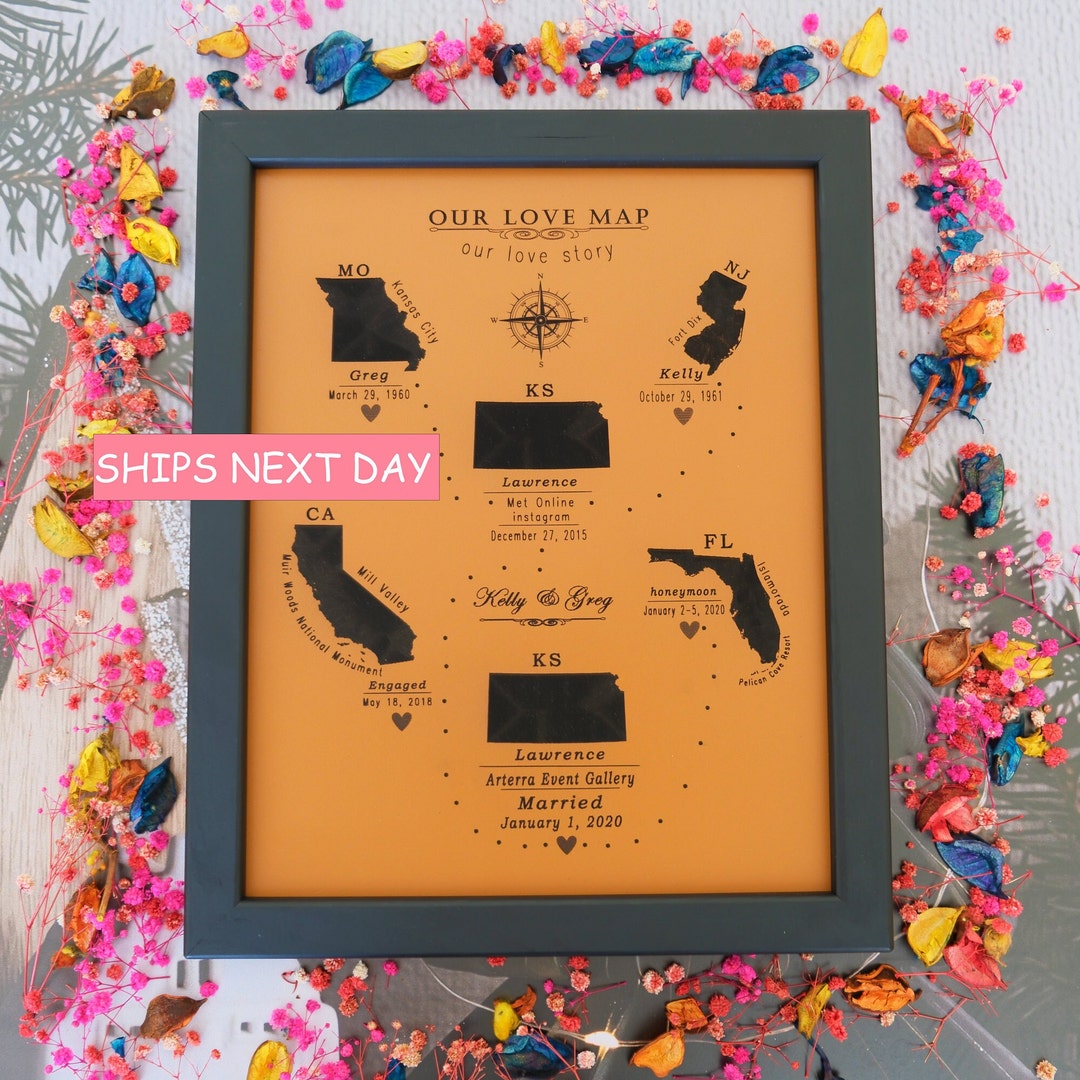 Relationship Journey Map, Long-distance Relationship Map, Embroidered ...