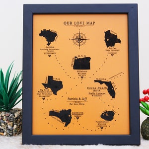 Handmade Love Story Map Personalized Love Map Your Unique Love Story ...