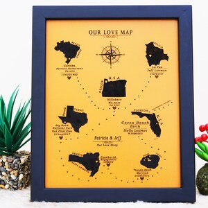 Handmade Love Story Map Personalized Love Map Your Unique Love Story ...