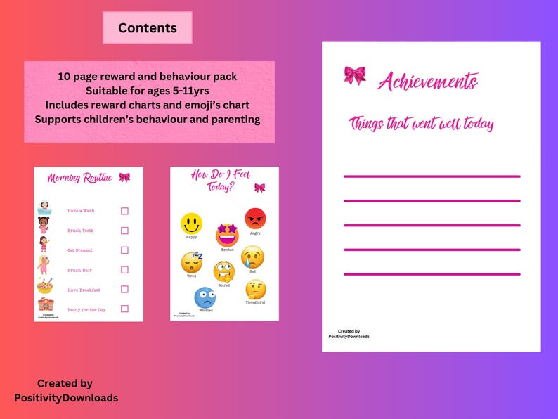 Reward and Behaviour Chart Pack for Children - Etsy