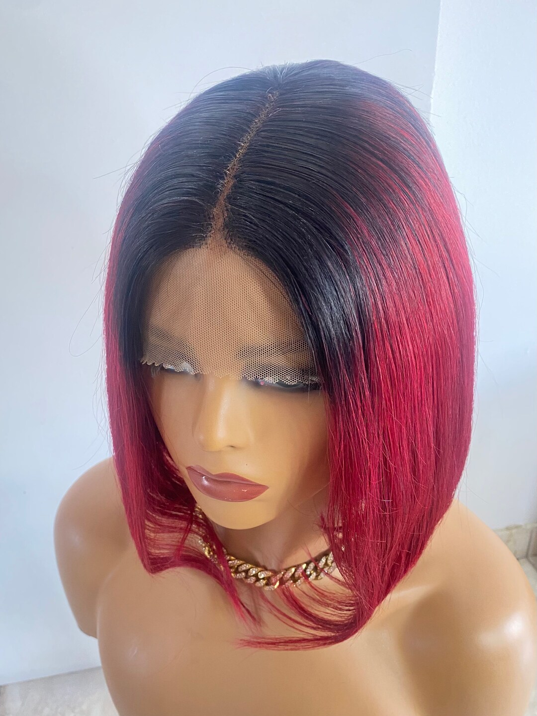 Red Natural Human Hairs T Frontal Lace Wig - Etsy