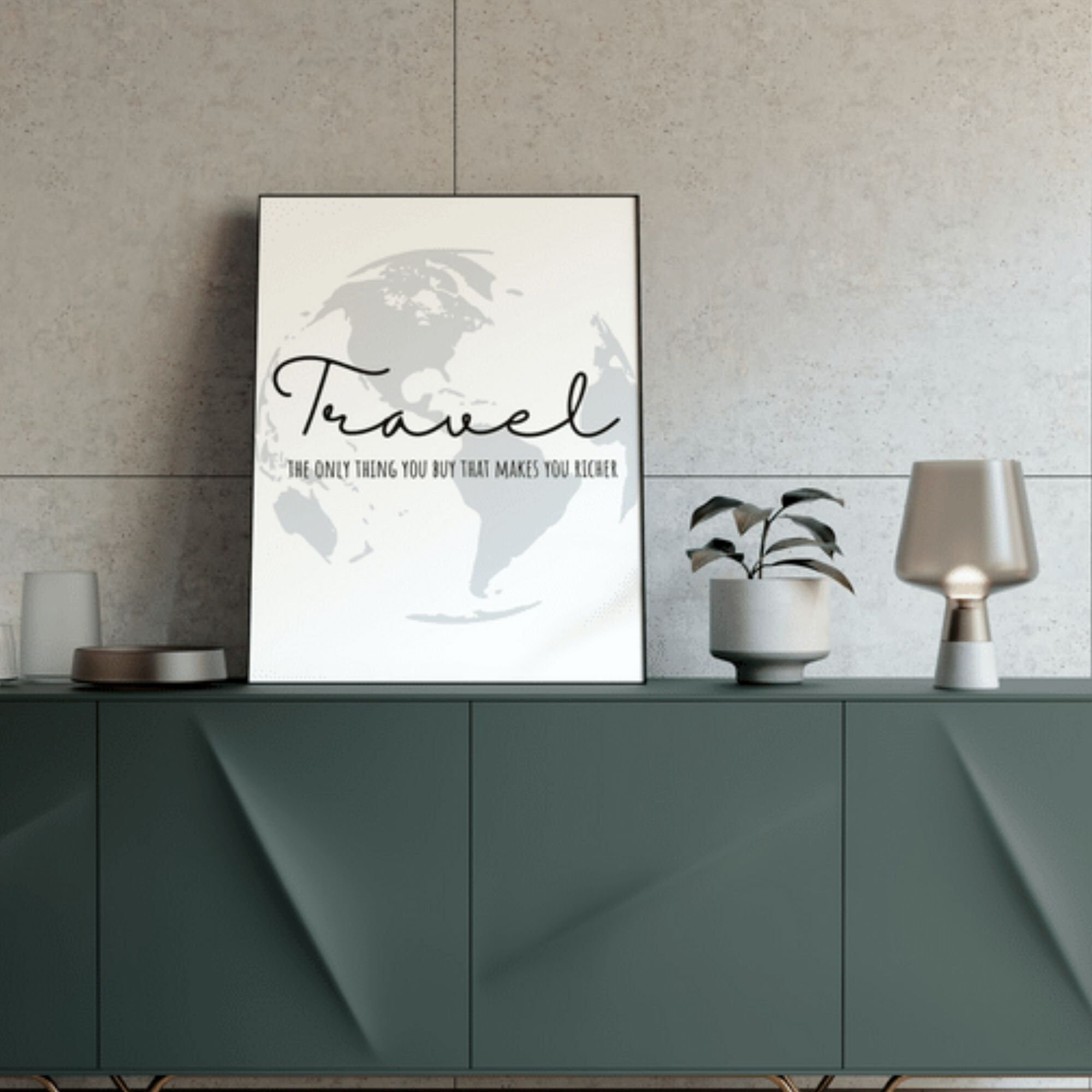 Travel Printable - World Map Print - Travel Quote - Inspirational Quote ...