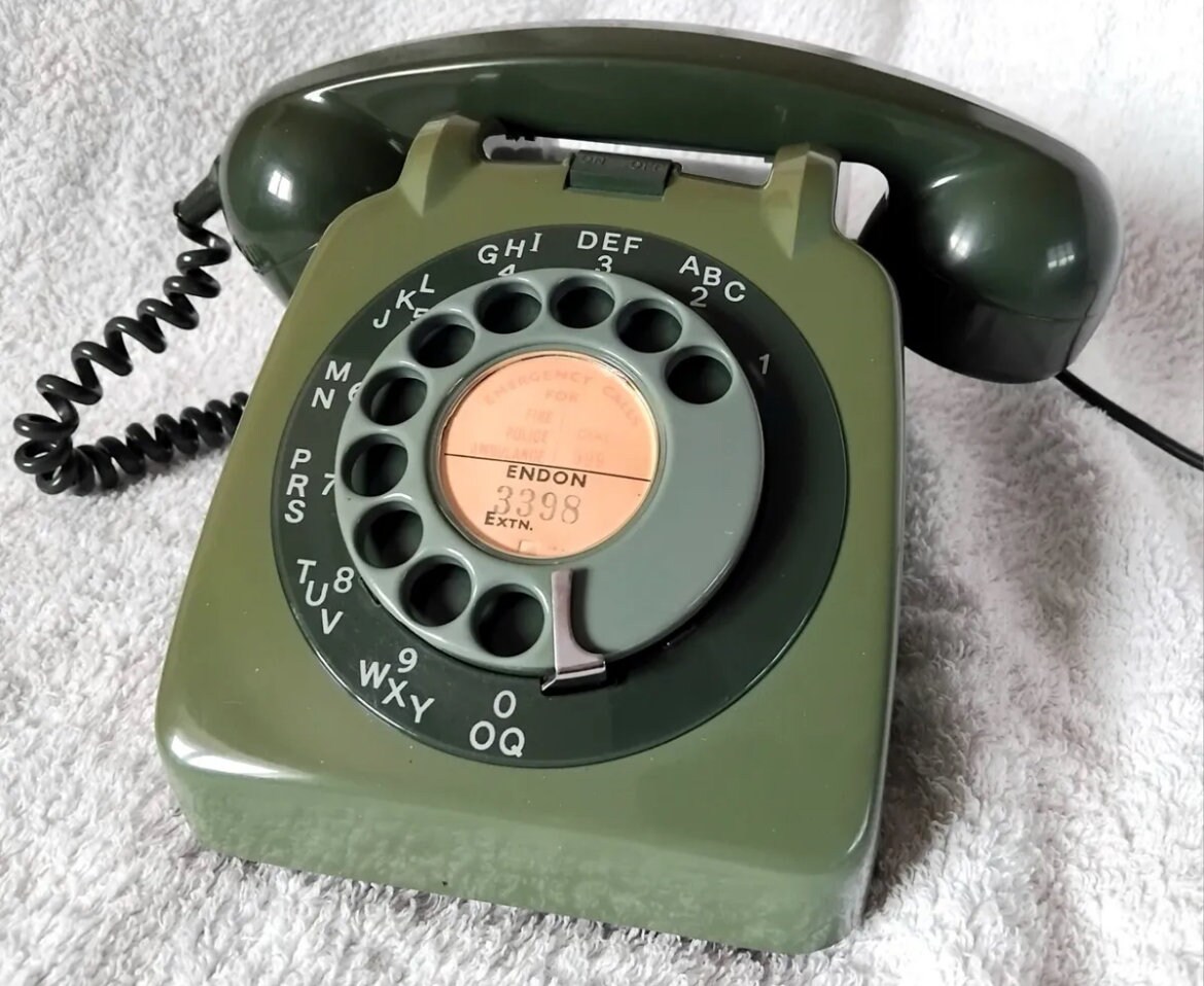 1960s GPO 706 Unusual Green Vintage Retro Dial Telephone Covered Fab ...