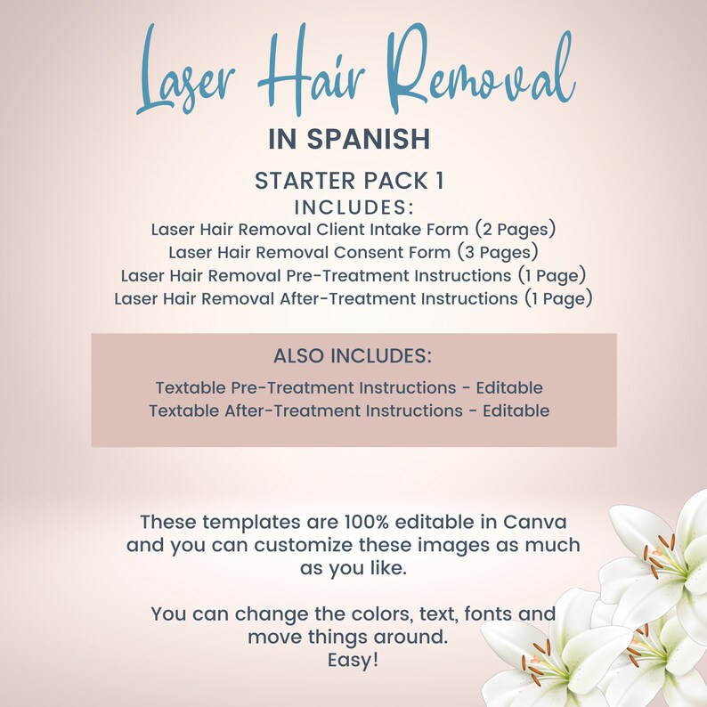 SPANISH Laser Hair Removal Intake, Consent Form With Fitzpatrick Scale ...