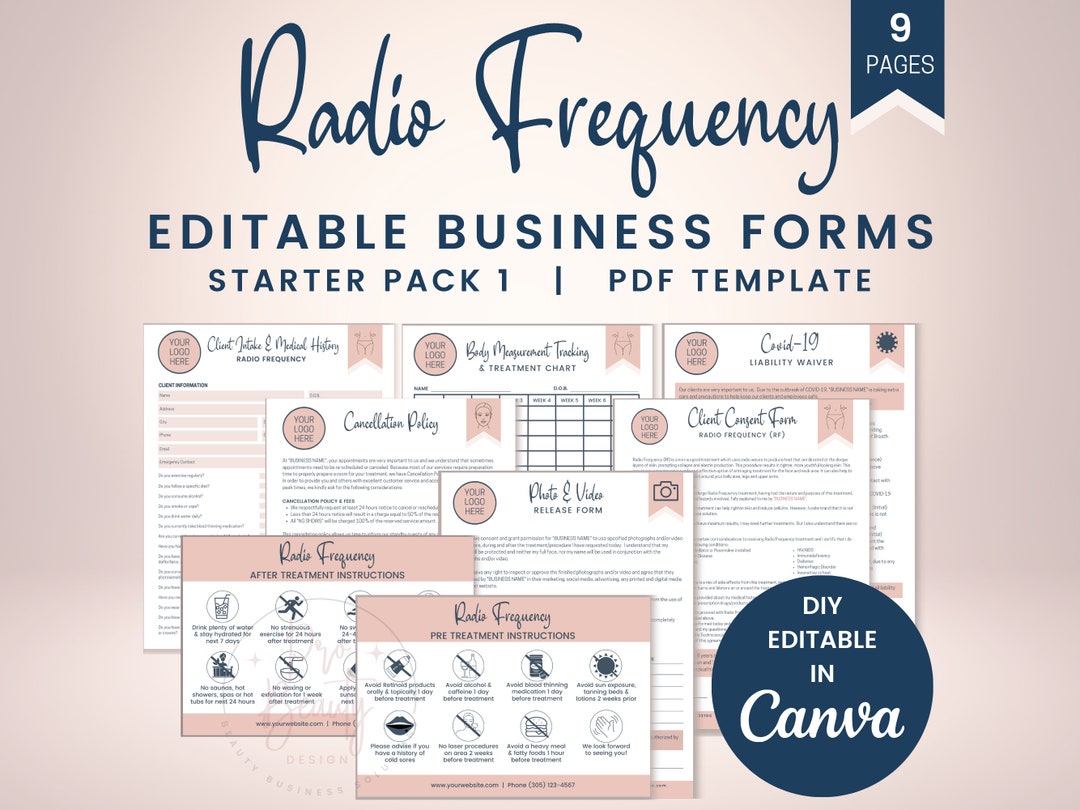 Radio Frequency Business Forms Including Intake and Consent, Editable ...