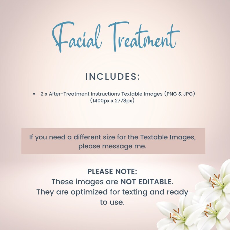 Digital Facial Treatment Precare and Aftercare Cards Textable - Etsy