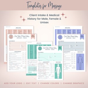 Editable Massage Therapy Business Forms for Estheticians, Massage ...