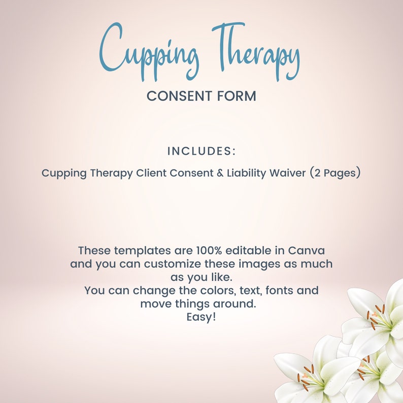 Cupping Therapy Client Consent and Liability Waiver, Editable Massage ...