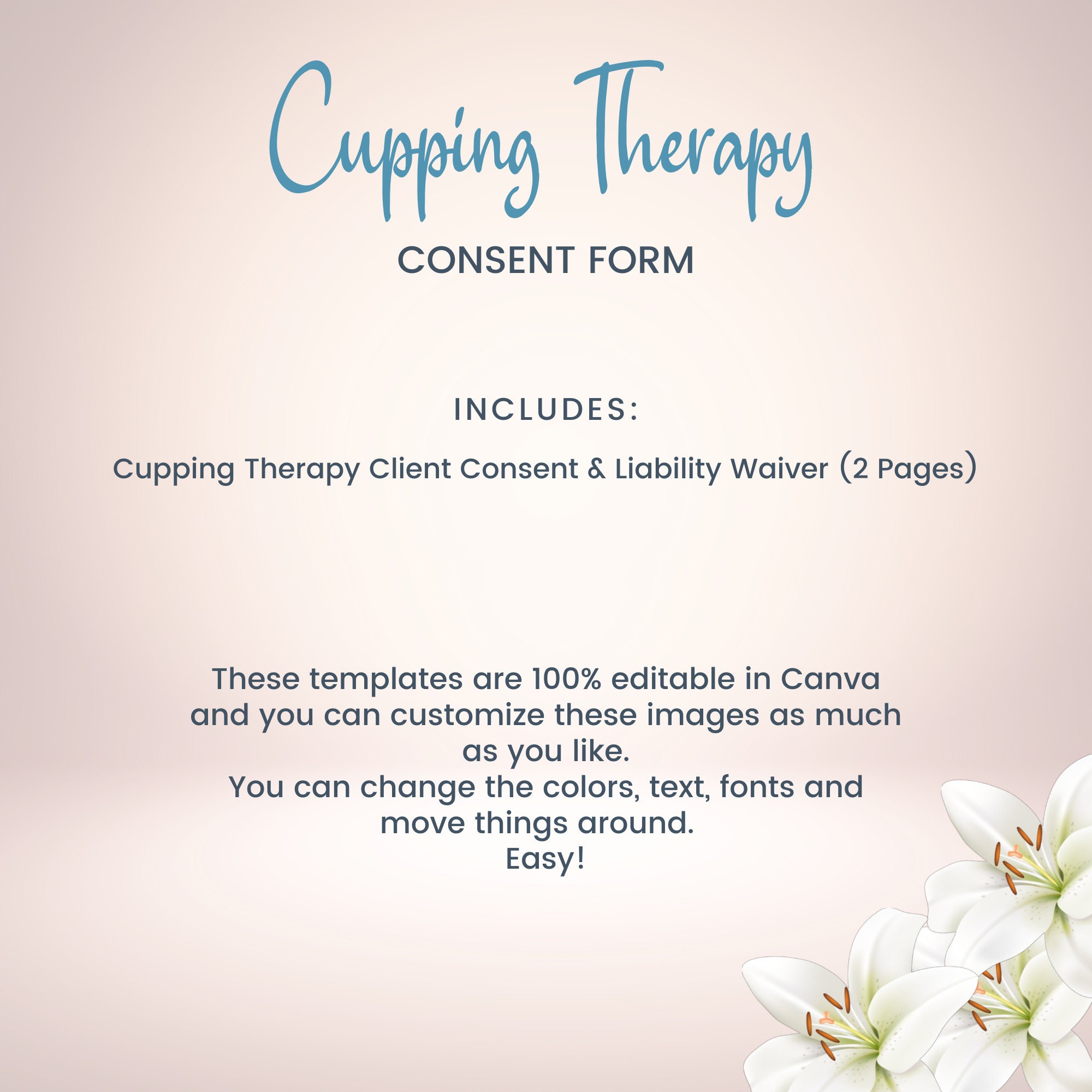Cupping Therapy Client Consent and Liability Waiver, Editable Massage ...