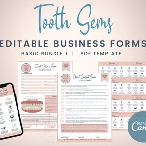 Editable Tooth Gem Client Intake Forms Tooth Jewel Client - Etsy