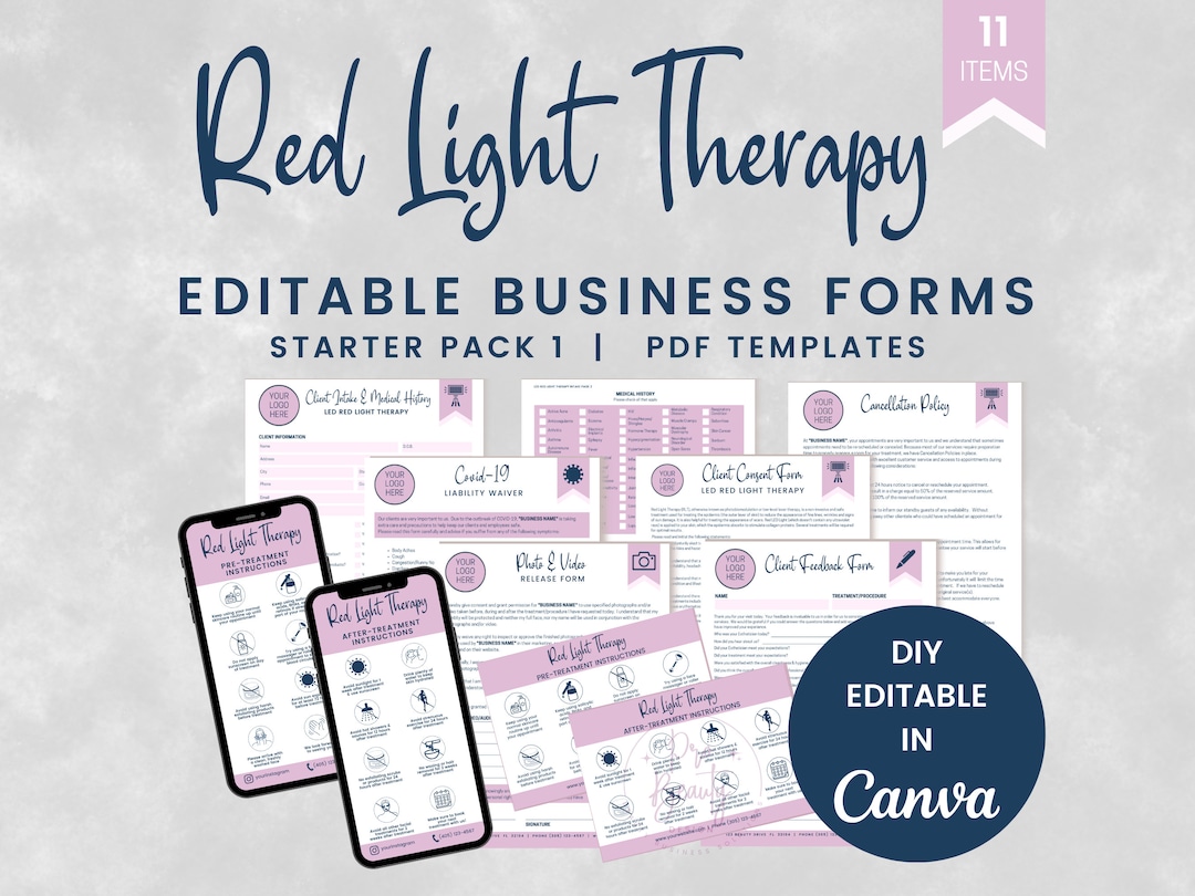 Red Light Therapy Business Forms, Editable RLT Forms for Estheticians ...