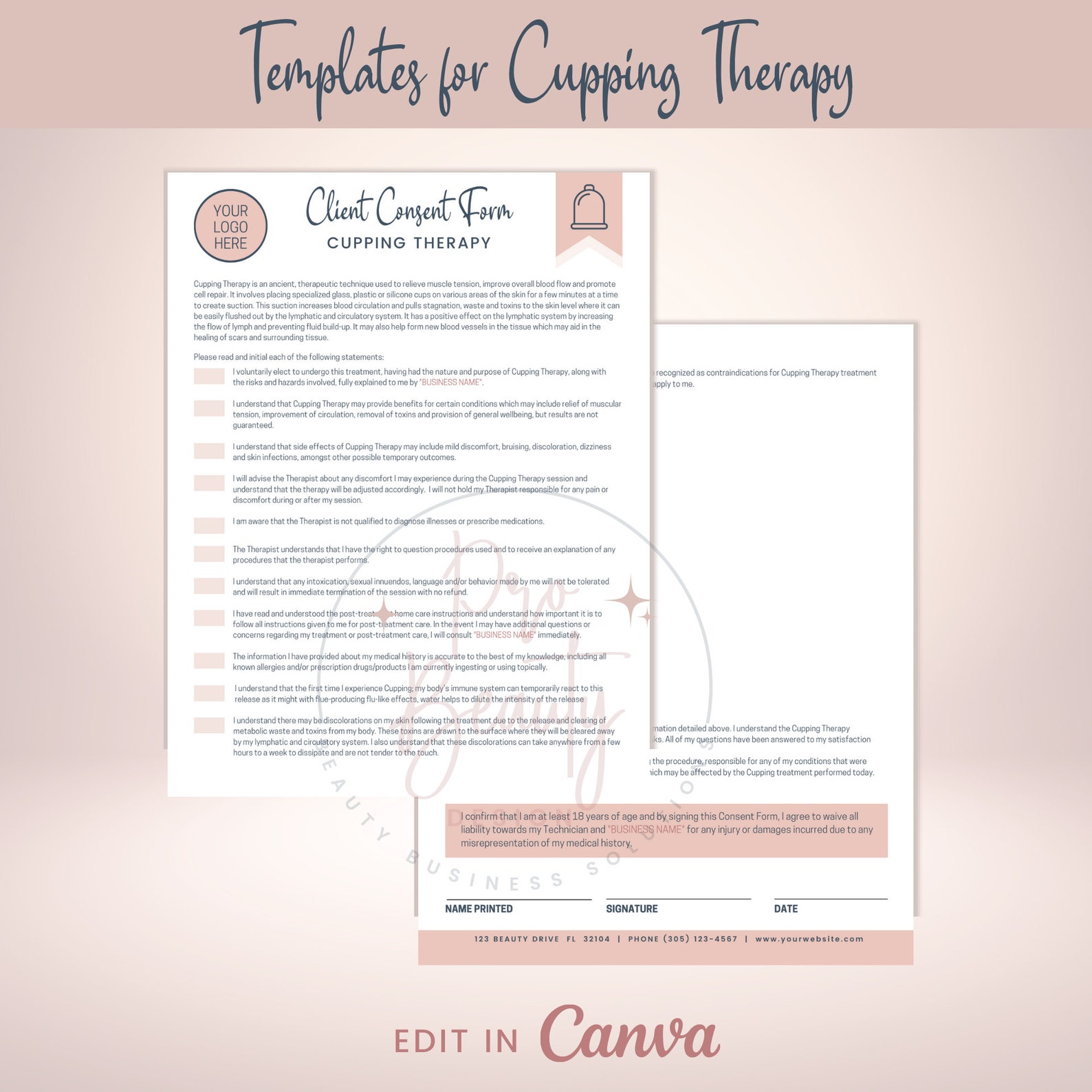 Cupping Therapy Business Form Templates, Editable Massage Therapy ...