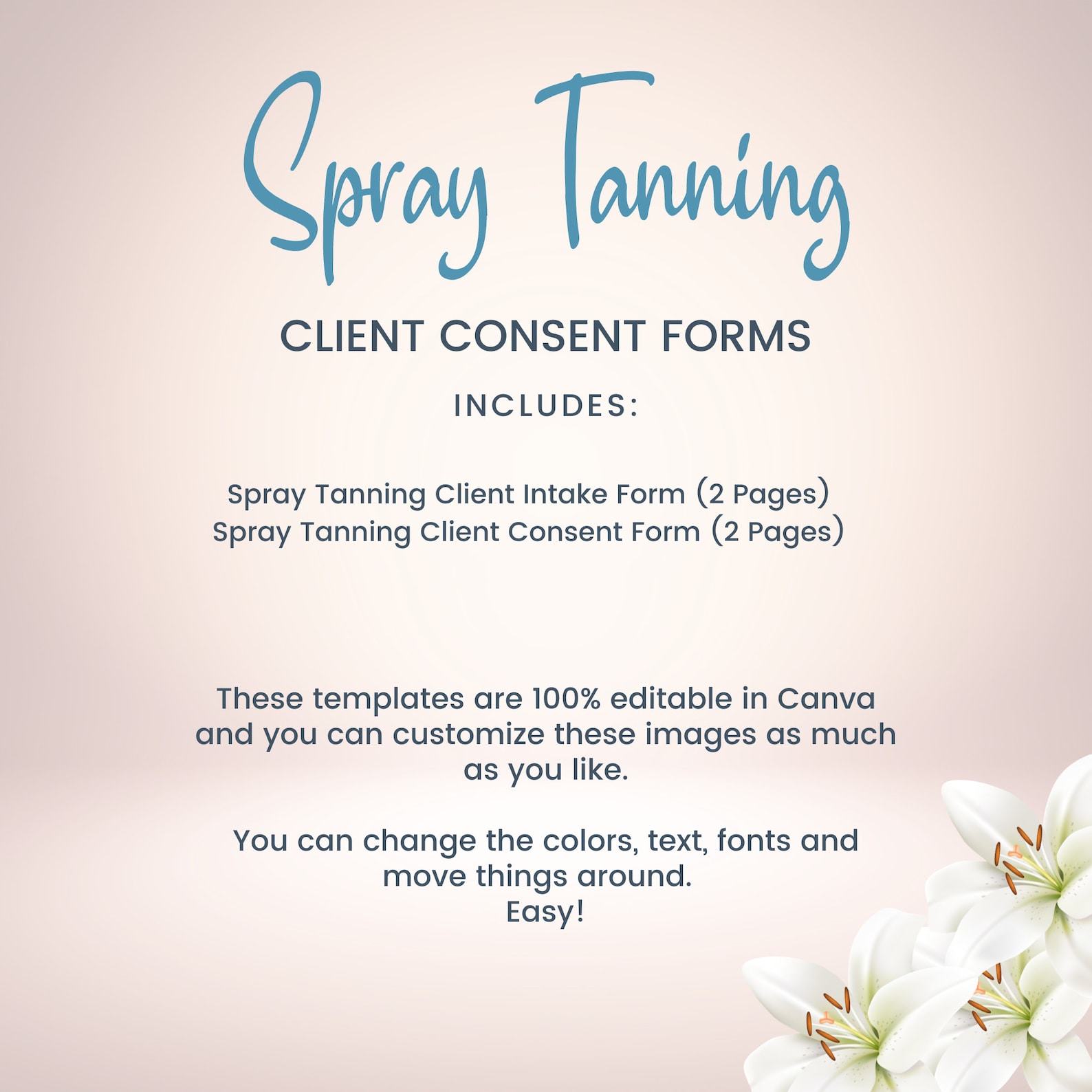 Editable Spray Tanning Client Intake Form, Spray Tanning Consent Form ...