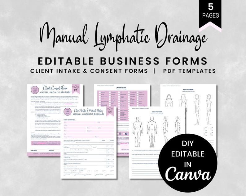 Manual Lymphatic Drainage Client Intake and Consent Forms, Editable MLD ...