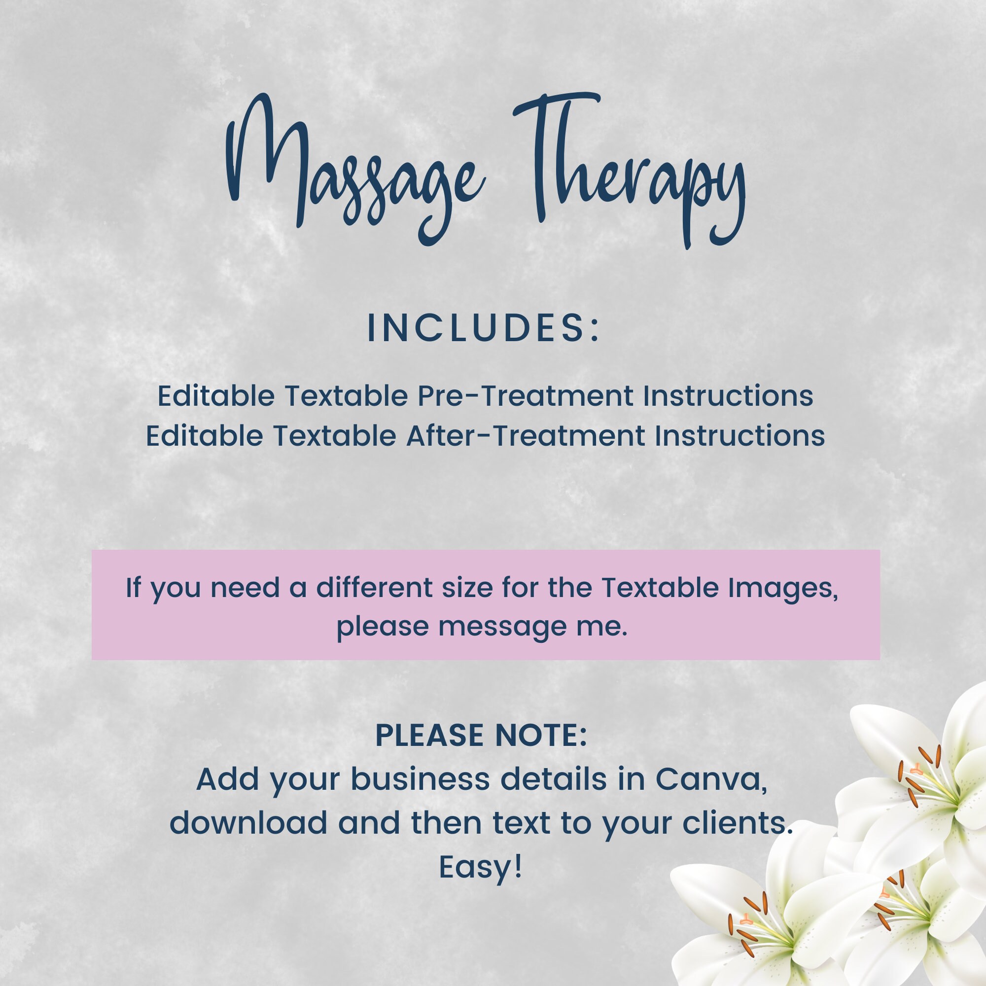 Textable Massage Therapy Aftercare Card, Digital Massage Therapy Pre ...