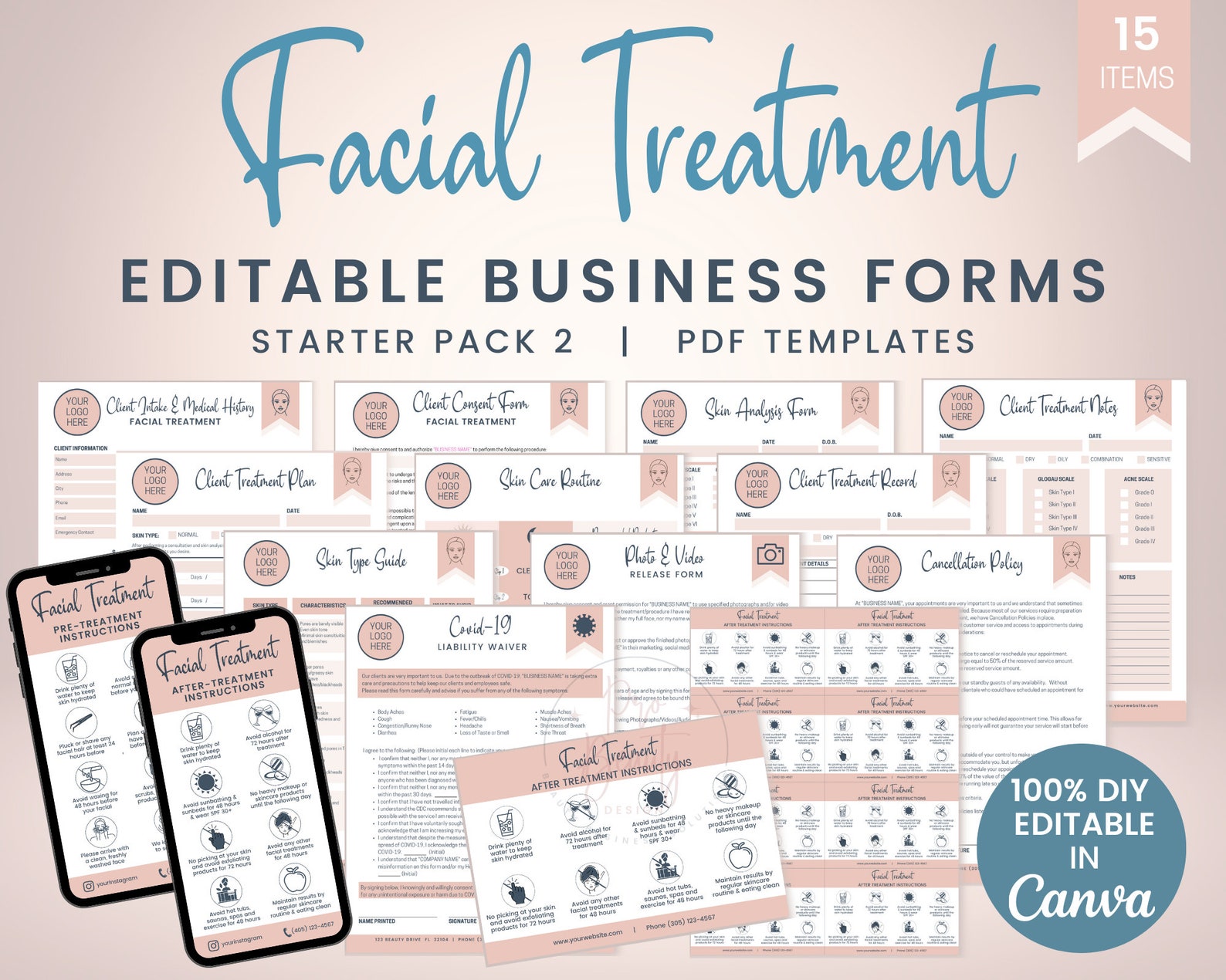 Editable Facial Treatment Business Forms Templates for - Etsy Australia