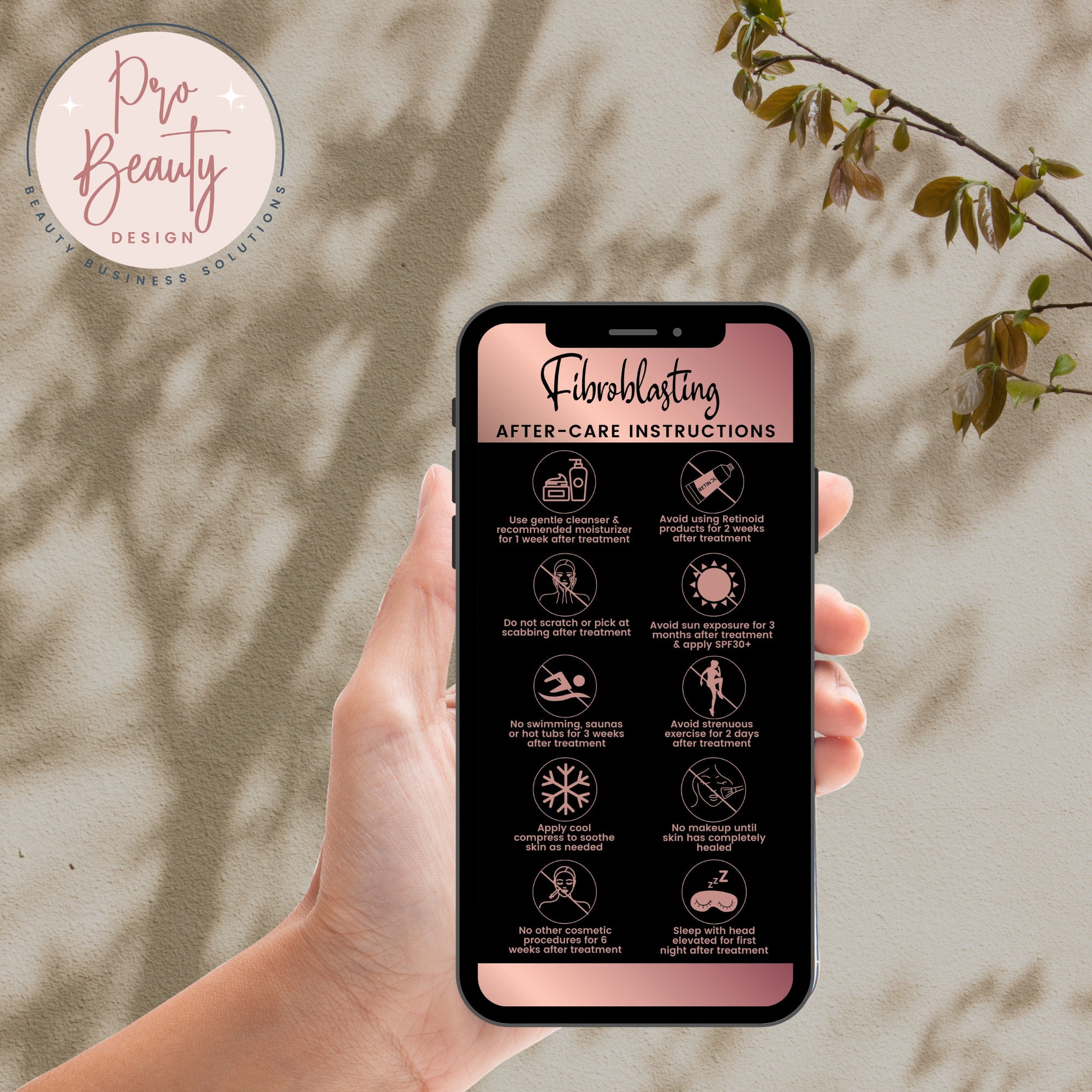 Digital Fibroblast Precare and Aftercare Cards, Textable Fibroblasting ...