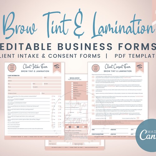Editable Brow Wax and Tint Intake Form Consent and Waiver - Etsy