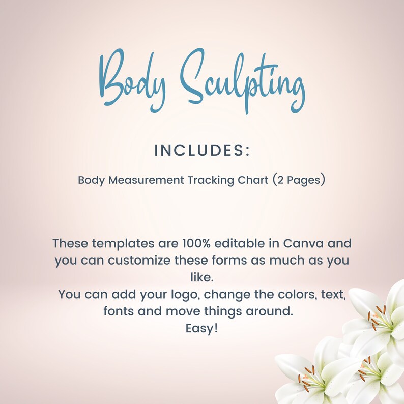 Body Measurement Tracking Chart Template for Estheticians - Etsy