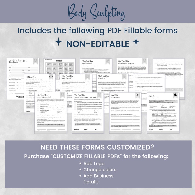 Body Sculpting Fillable Business Forms, Clickable Pdfs, Body Contouring ...