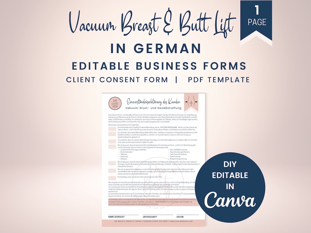 German Vacuum Breast and Butt Lift Consent Form & Liability Waiver ...
