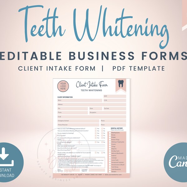 Editable Tooth Gem Consent Form, Tooth Jewel Application Form, Tooth ...