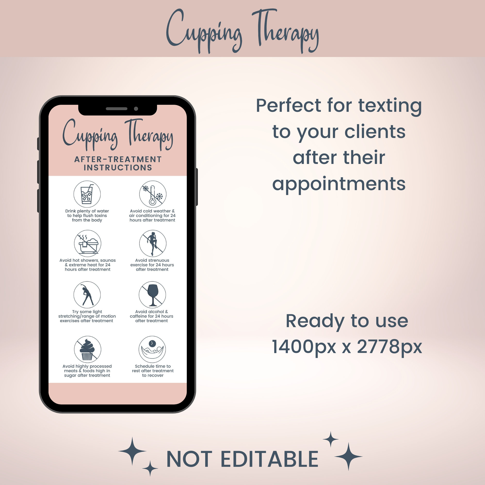 Digital Cupping Therapy Aftercare Card, Textable Massage Therapy Cards ...