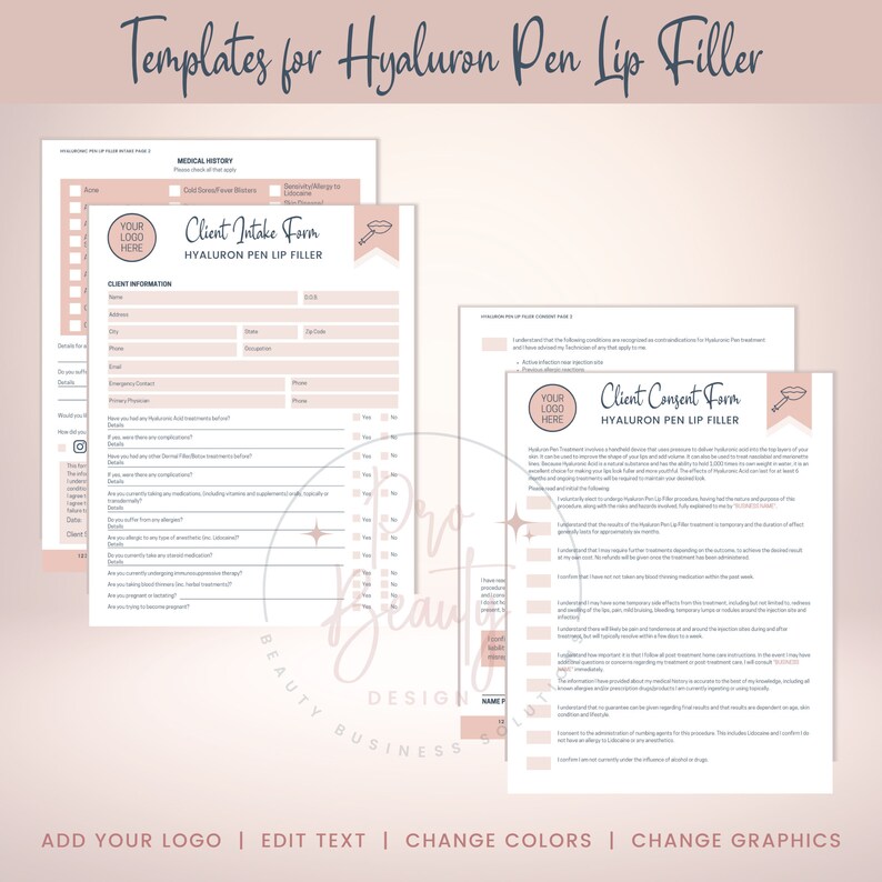 Hyaluron Pen Lip Filler Business Forms, Lip Filler Injection Forms ...