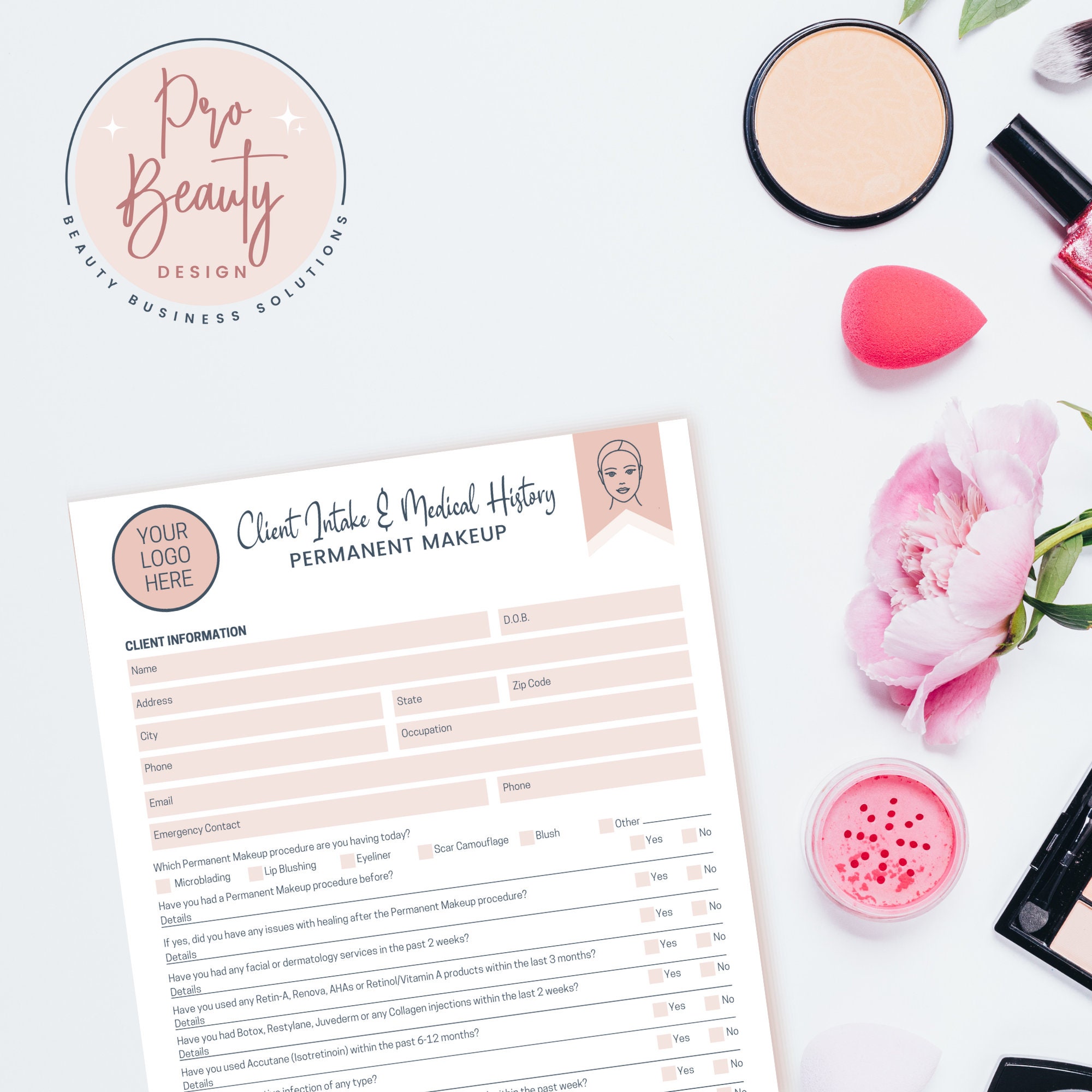 Editable Permanent Makeup Client Consent Form, Micropigmentation Consultation Form for ...